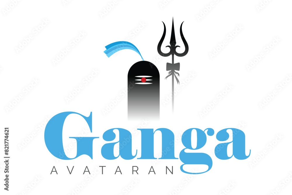 Ganga avataran, ganga dussehra hindu festival greeting banner design ...