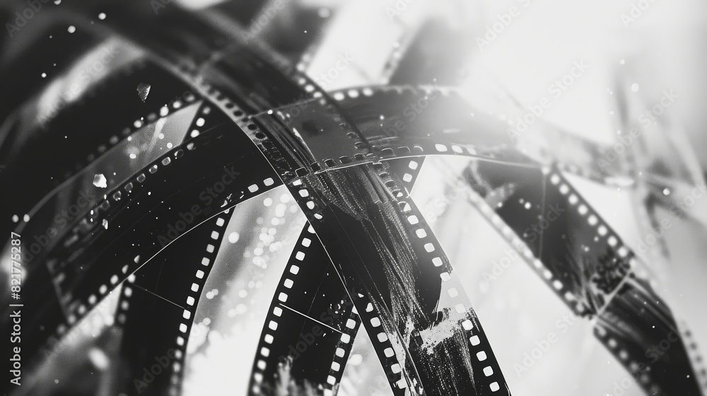 An old cinematic frame overlay texture on a transparent background. A ...