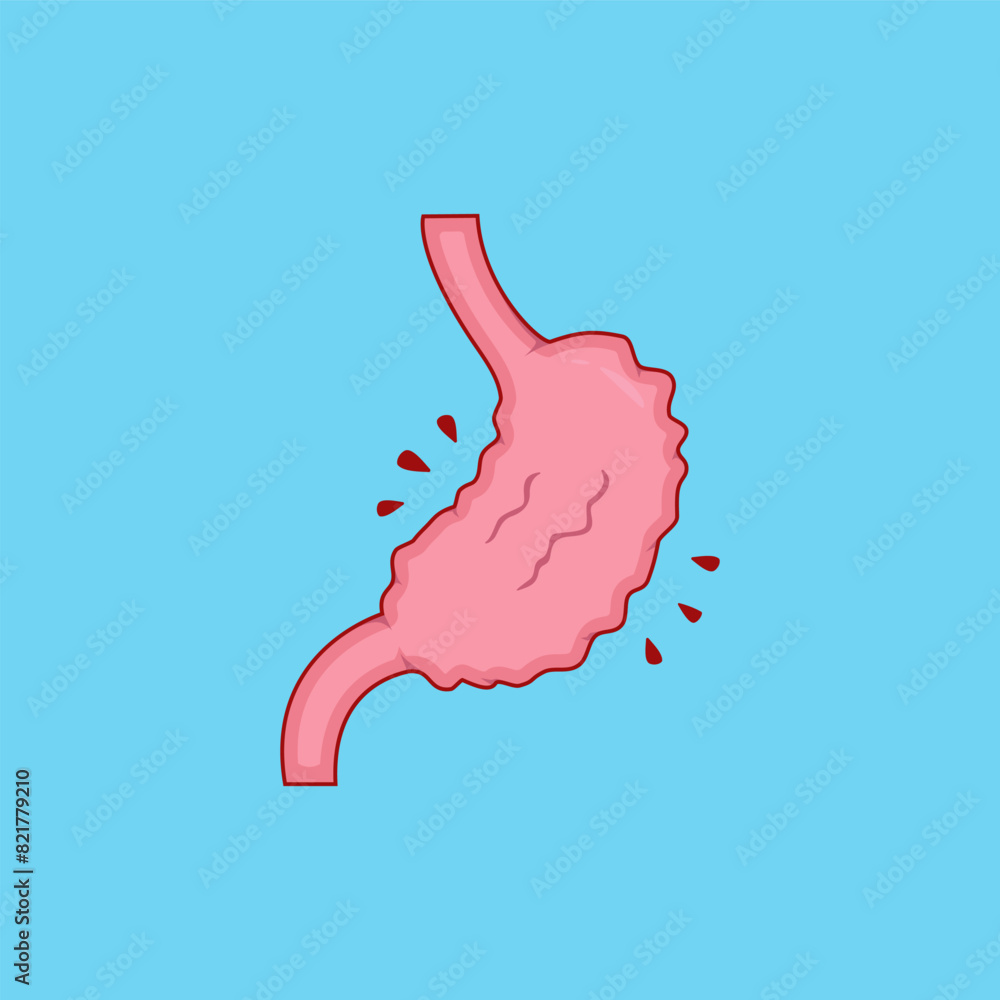 hungry stomach, a growling stomach feeling cartoon vector illustration ...