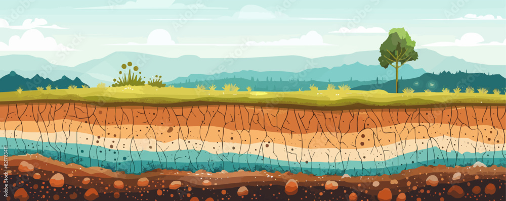 Soil layer infographics, earth texture horizon, subsoil land and ...