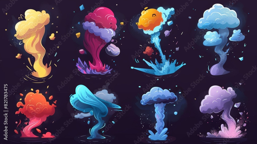 A cartoon collection of tornado cartoons. Whirlwind and hurricane ...