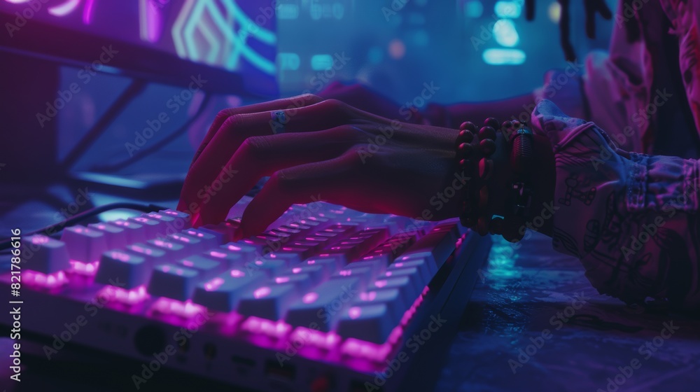 Detailed Hands Shot of a Gamer Using the Keyboard While Playing an ...