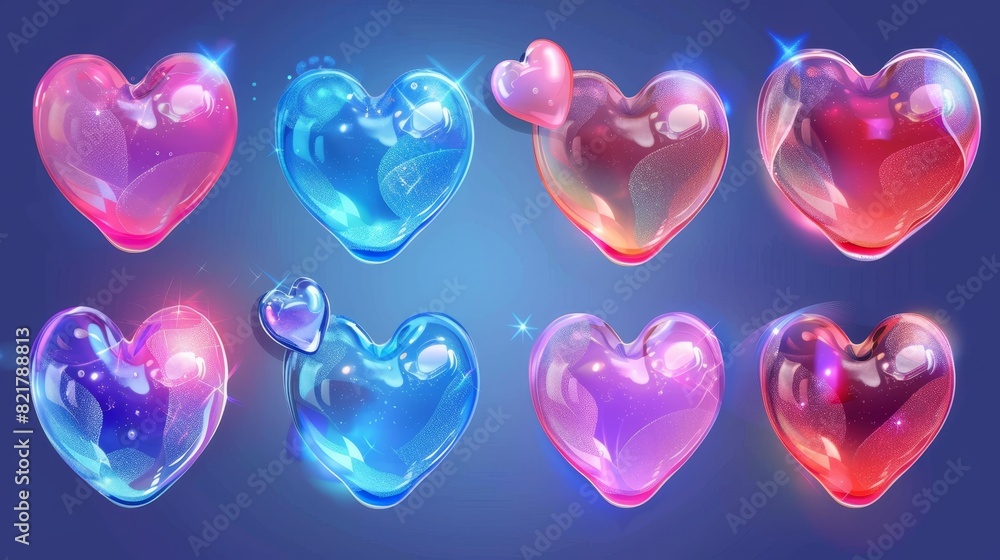 Video animation sequence, soap bubbles sprites in the shape of heart ...
