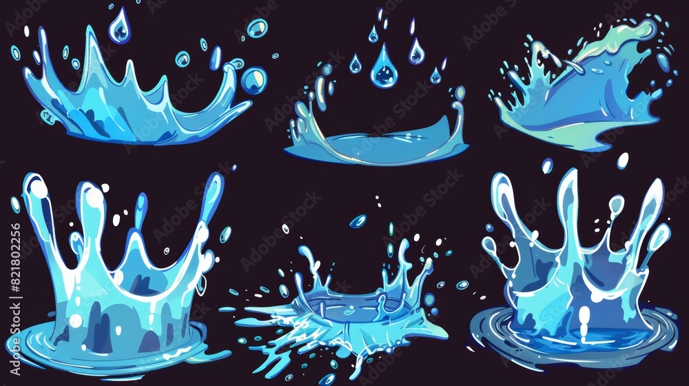 An animated sprite sheet showing several stages of liquid aqua ...
