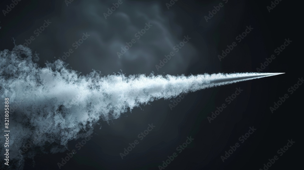 A simple smoke trail effect with a jet modern line on a transparent ...