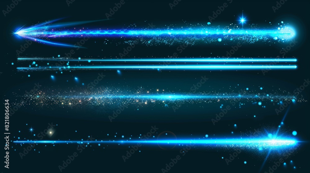 Blue sparkle light glow line divider modern. Transparent flare beam effect with neon laser ...