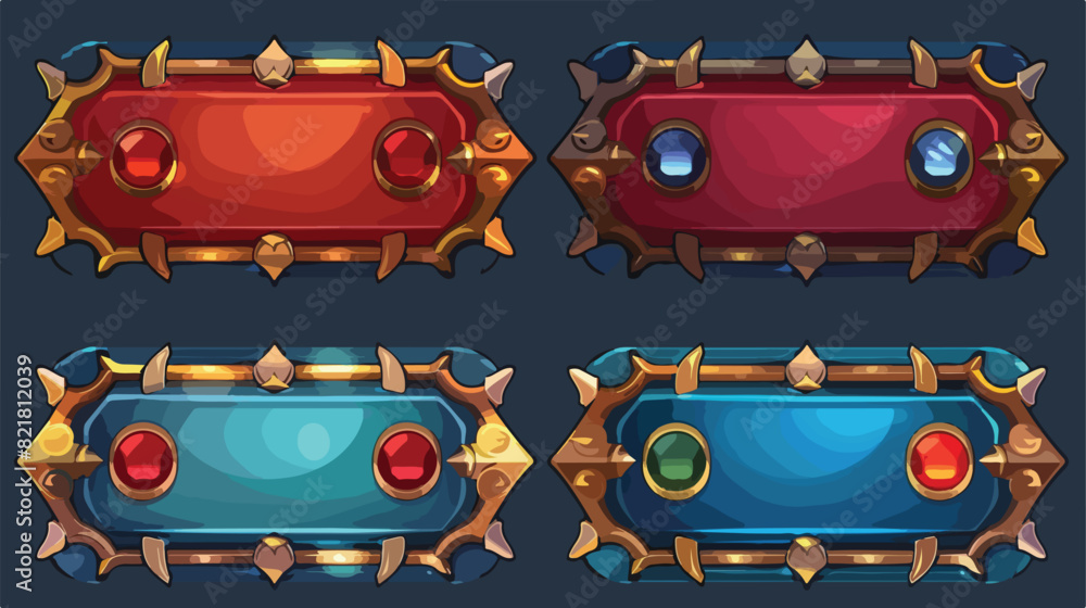 Medieval ui game sprite button with gold border carto Stock Vector ...