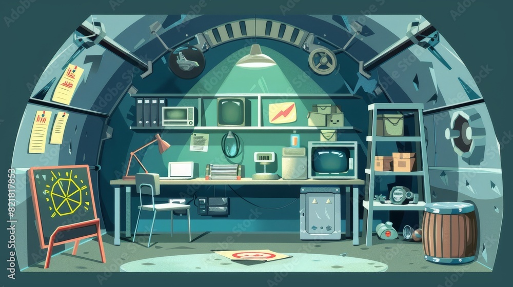 ภาพประกอบสต็อก Secret science base in an underground bunker with ...