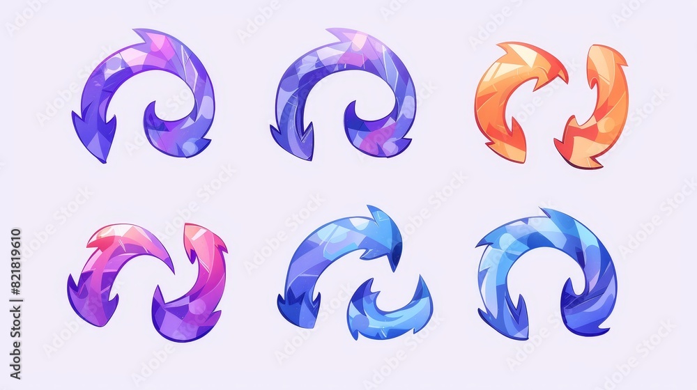 Symbols of direction or turn, set of quirky arrows isolated on ...