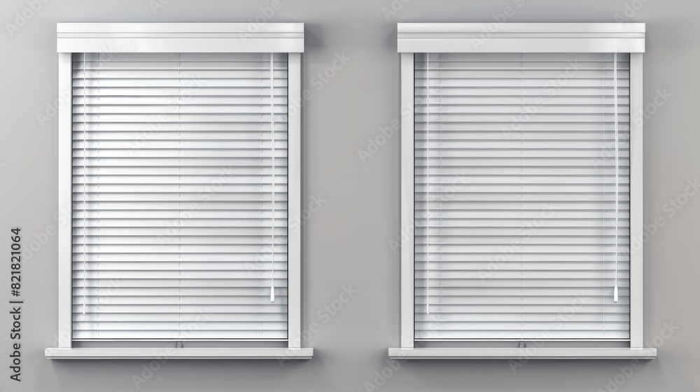 The wooden shutter covers a window in a shop or office. Realistic blind ...