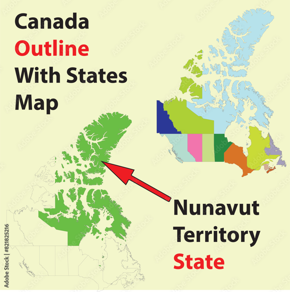 Nunavut, state, map, outline, canada, vector, canada ,canada state map ...