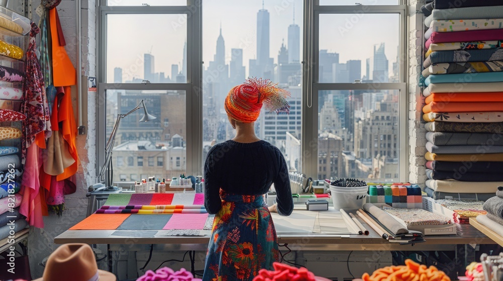 Artistic Milliner in a Loft-Style Studio Surrounded by Vibrant Felt and ...