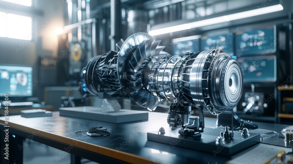 Mock-up showing a 3D model of an industrial sustainable green energy ...