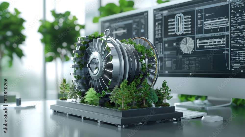 Computer CAD software mock-up showing design of an industrial ...