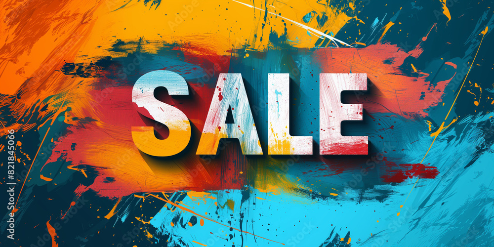 Sale concept banner design. Dynamic font against a background of bright ...