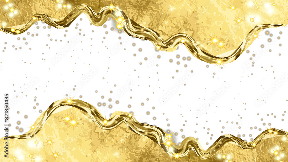 Glitter golden star and lightwave. Golden Holiday banner with glow particle. Sparkle gold bokeh ...