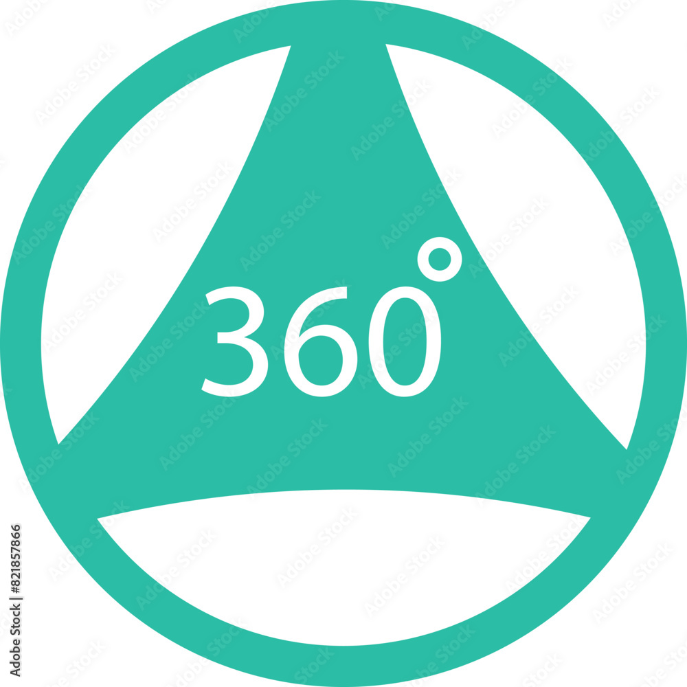 360 degree view icon teal symbol of panoramic virtual reality vr ...