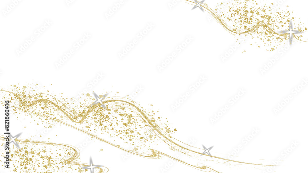 Glitter golden star and lightwave. Golden Holiday banner with glow particle. Sparkle gold bokeh ...
