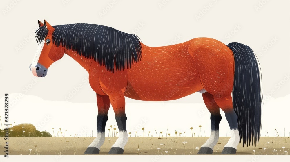 Vector illustration of a Gypsy Vanner horse, with a vibrant orange coat ...