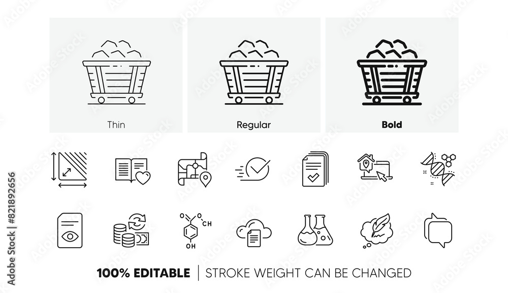 Checkbox, Chemistry lab and Messenger line icons. Pack of Change money ...
