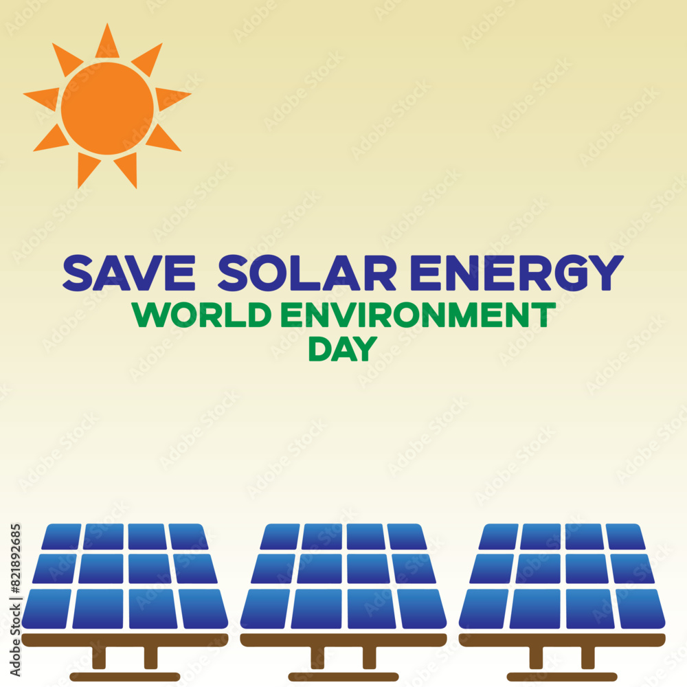 Save Solar Energy Concept. World Environment Day. 5 June. Editable EPS ...