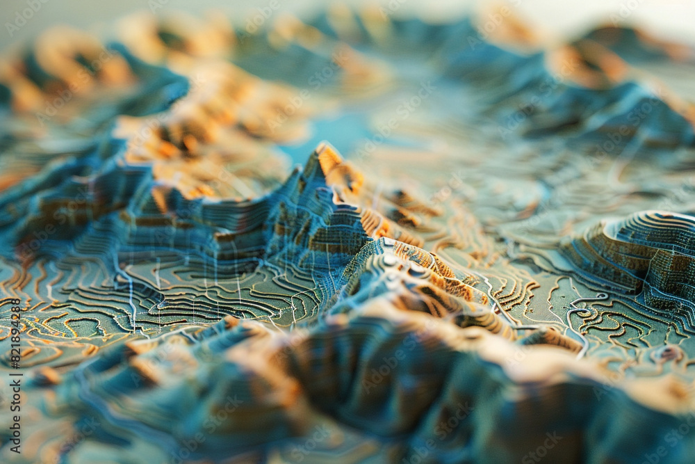 Terrain map Contours trails, image grid geographic relief topographic ...