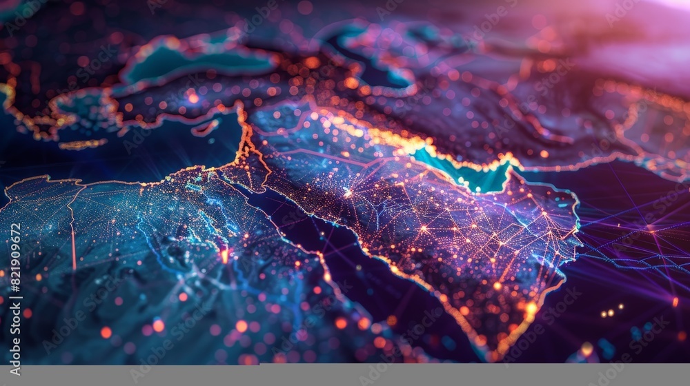 This abstract map of Saudi Arabia and the MENA region encapsulates the ...