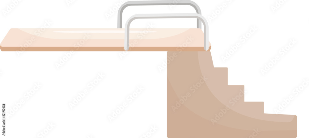 Fun cartoon illustration of a wooden diving board with steps and ...