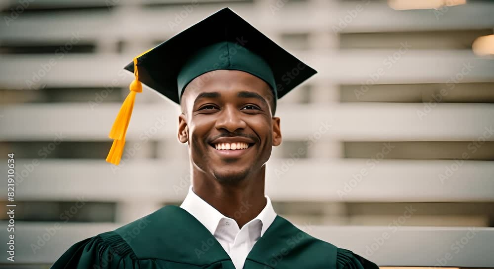 Graduation day, young man with graduation cap and coat holding diploma ...