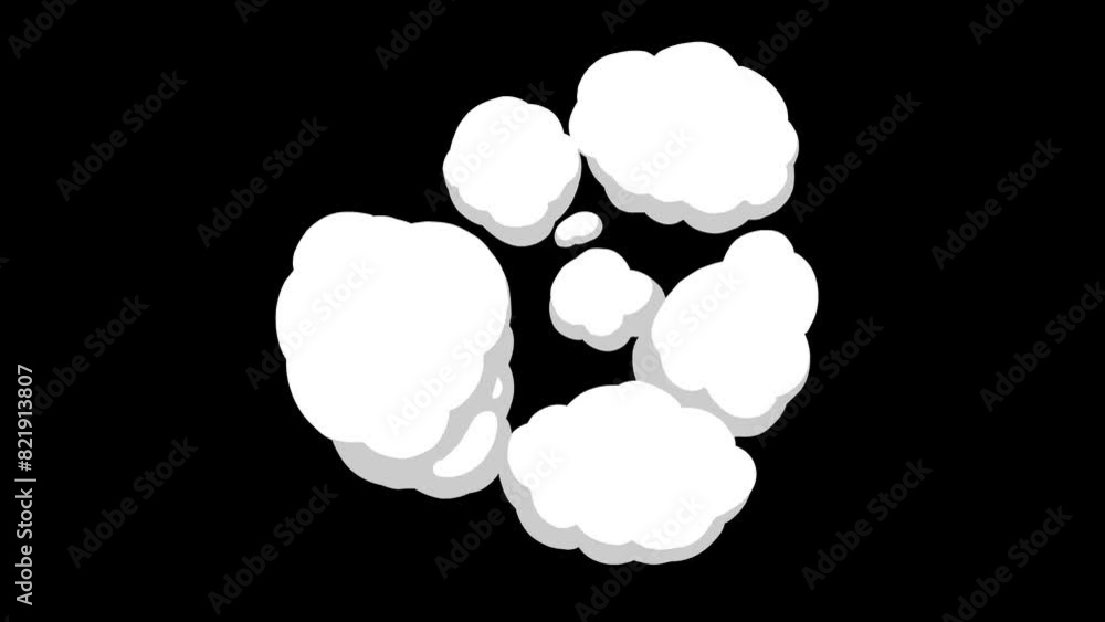 4k video of frame by frame animation fx of steam, smoke, dust, puff ...