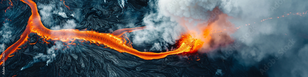 Volcanic eruption process. Macro texture of volcano with exploding and ...