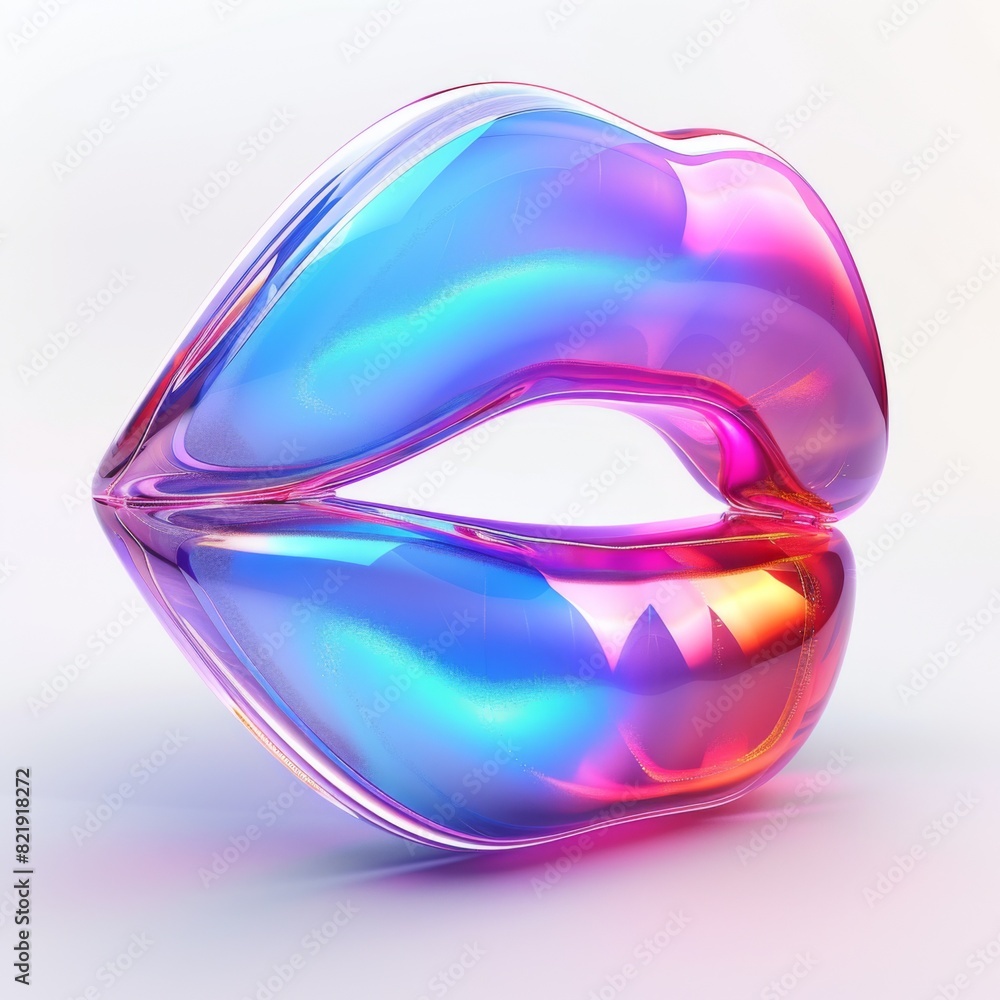 Glimmering kiss mark. A shiny lip-shaped object with a kiss mark design ...