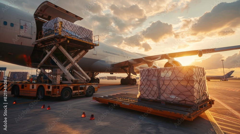Photo & Art Print A large cargo plane being loaded with freight ...