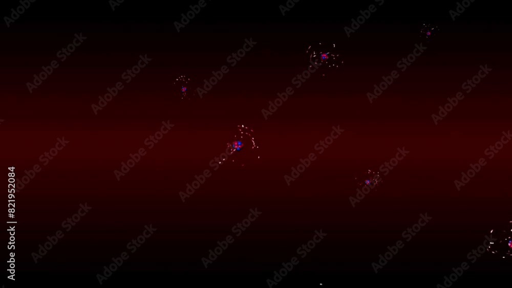 Atom with nucleus, neutrons, protons and electrons orbits glowing ...