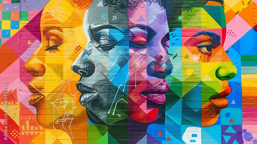 A vibrant street mural depicting LGBTQ icons and symbols in honor of ...