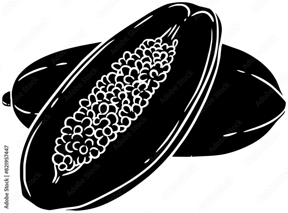 tropical illustration papaya silhouette leaf logo nature icon fruit ...