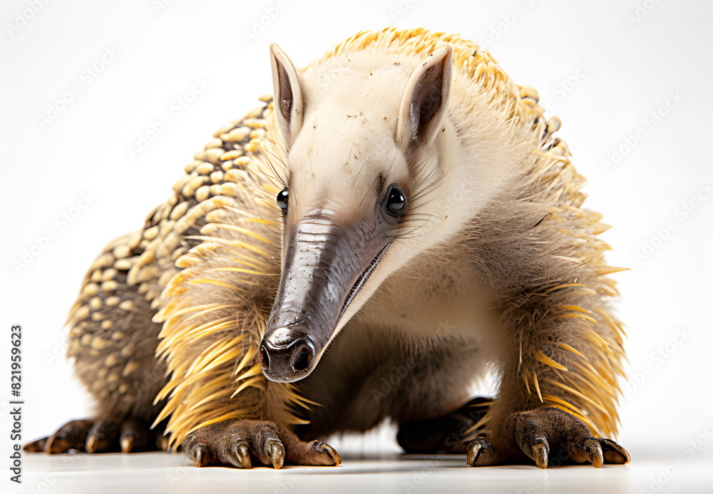 Brown anteater walking on white background. Realistic clipart template ...