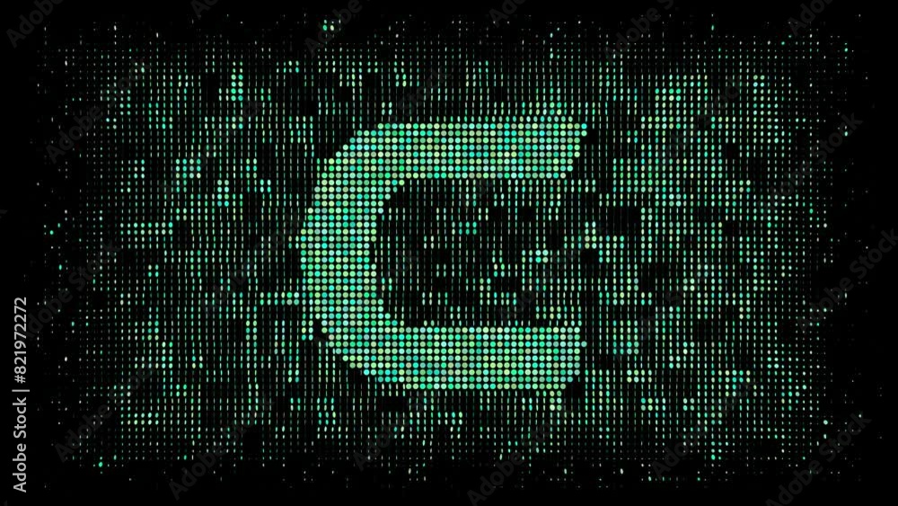 Letter C reveals through animated halftone texture in light green, teal ...
