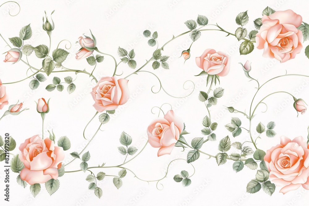 10. The image showcases a delicate pastel rose pattern on a pristine ...