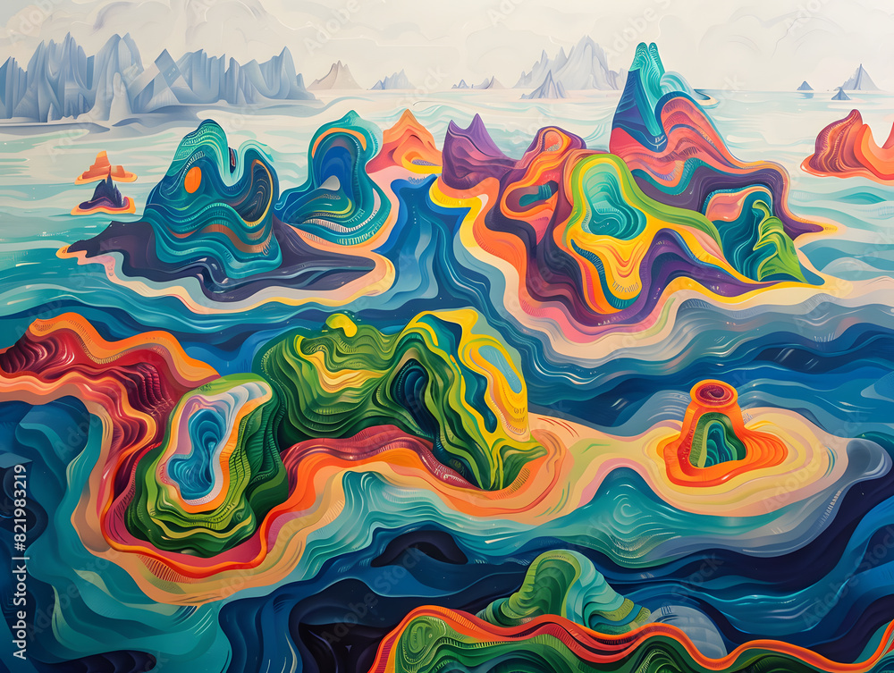 Island Symmetry: Graffiti art depicting a chain of islands scattered ...