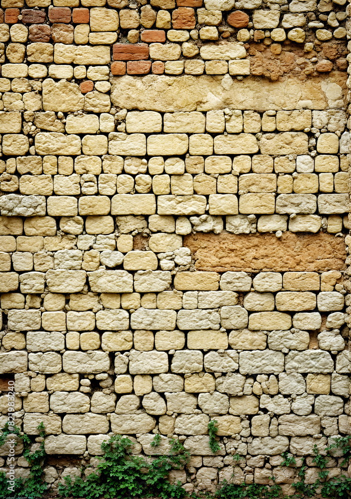 Rough brick wall texture. Ancient wall background. Old stone and brick wall for backgrounds and ...