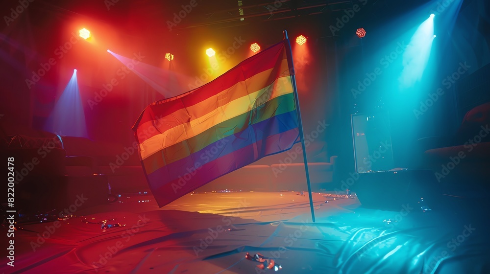 Rainbow Pride Flag in dance clubs with LGBT nights, pride month LGBTQIA ...