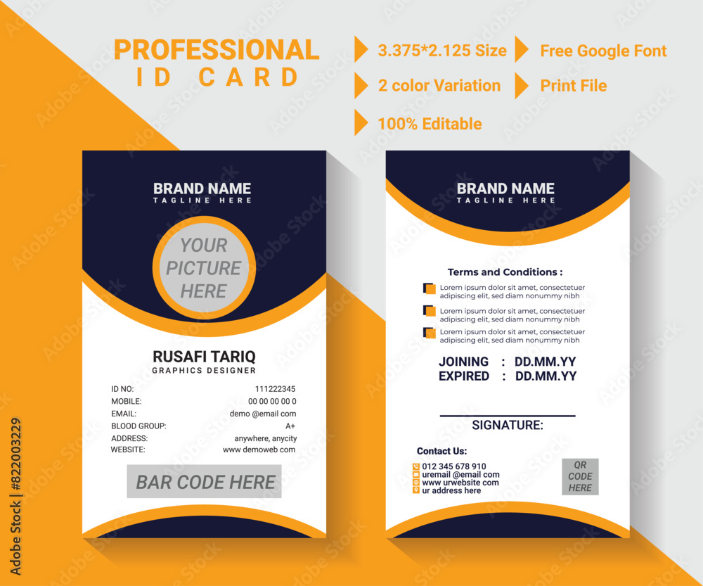 Vetor de Professional Creative ID Card Design Project, Creative Unique ...