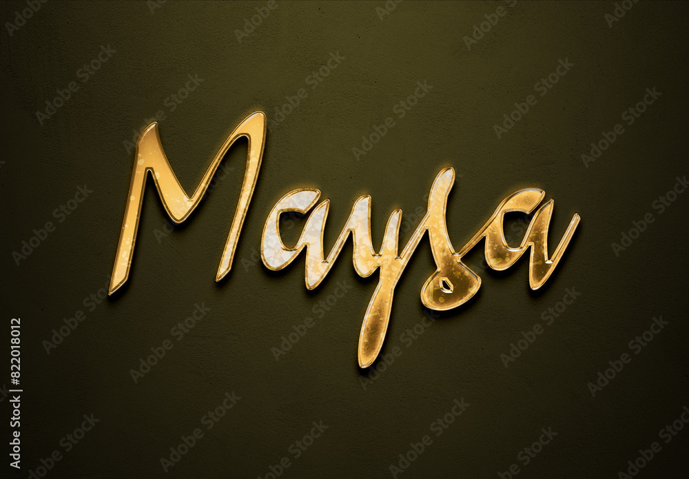 Old gold text effect of Arabic name Maysa with 3D glossy style Mockup ...