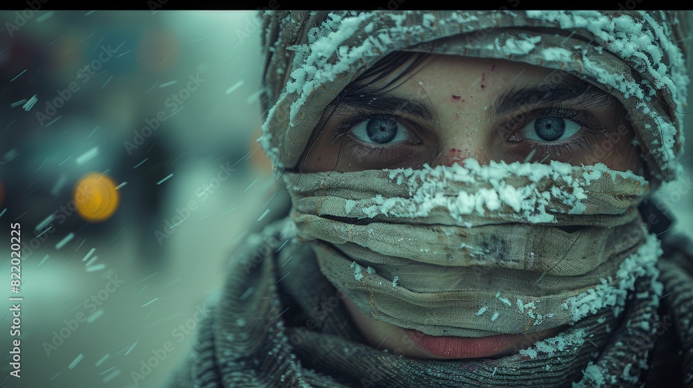 Visual representation of a young man with head bandages showcasing a ...