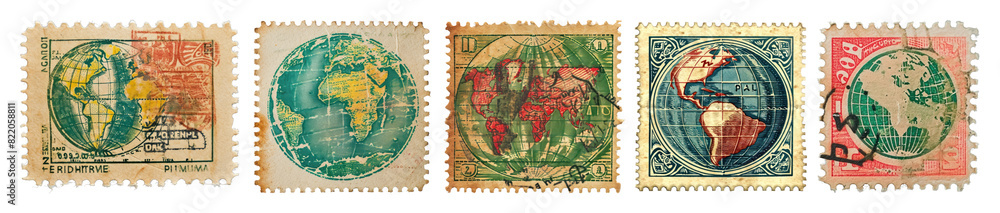 Vintage world postage stamps png on transparent background Stock Photo ...