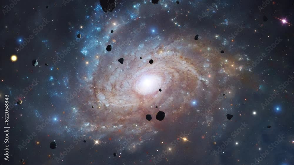 Galaxy Space flight exploration space rock scence through outer space ...