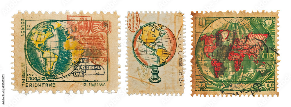 Vintage world postage stamps png on transparent background Stock Photo ...