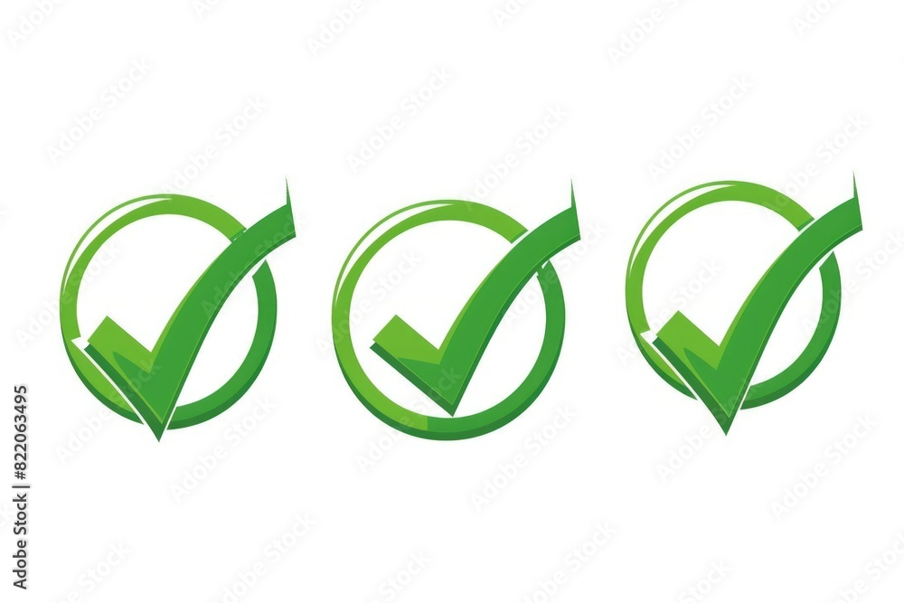 Three green check marks on a clean white background, suitable for ...