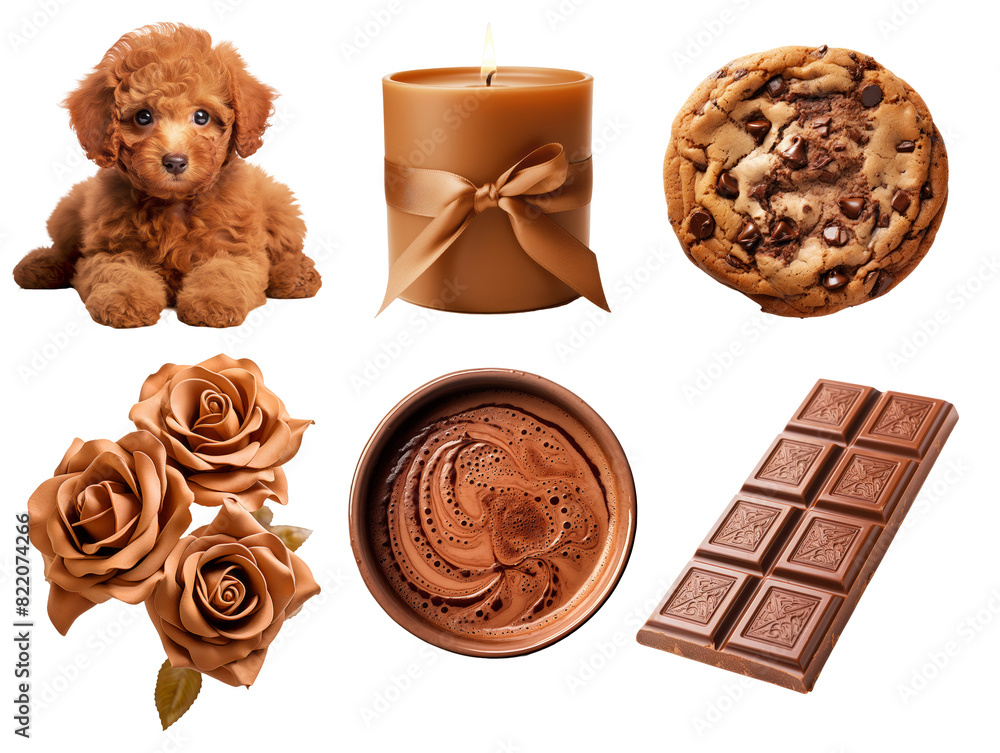 Set of cute brown objects on png background. Ideal set for moodboards ...